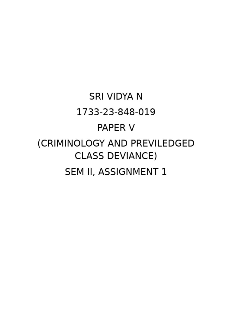 Criminology & Law Assignments Sem II | PDF