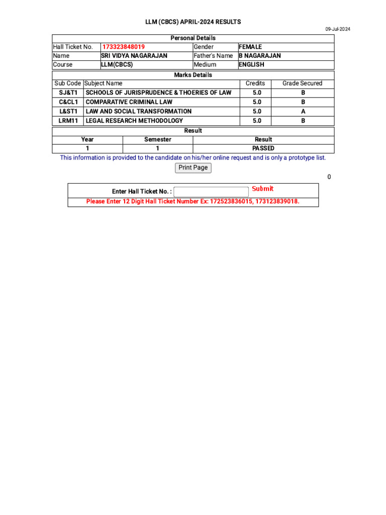 Osmania University Results - 2024 | PDF