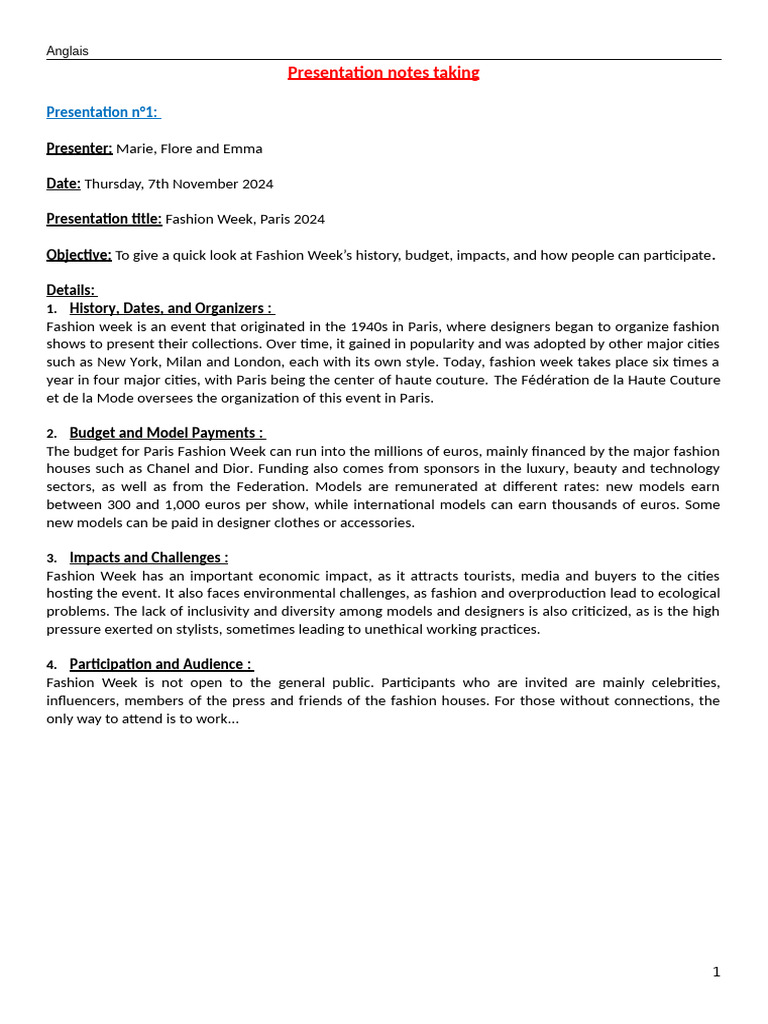 Presentation Note Taking (Exposés) | PDF | Barbie | Procrastination