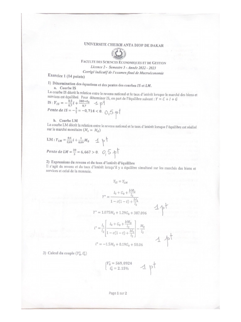 Correction Examen Macro 2 - 20222023 | PDF