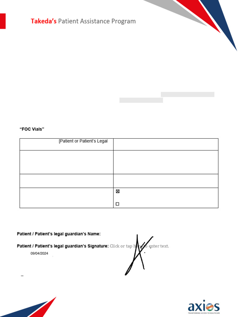 FOC Request Letter From Patient To Axios-C10 | PDF