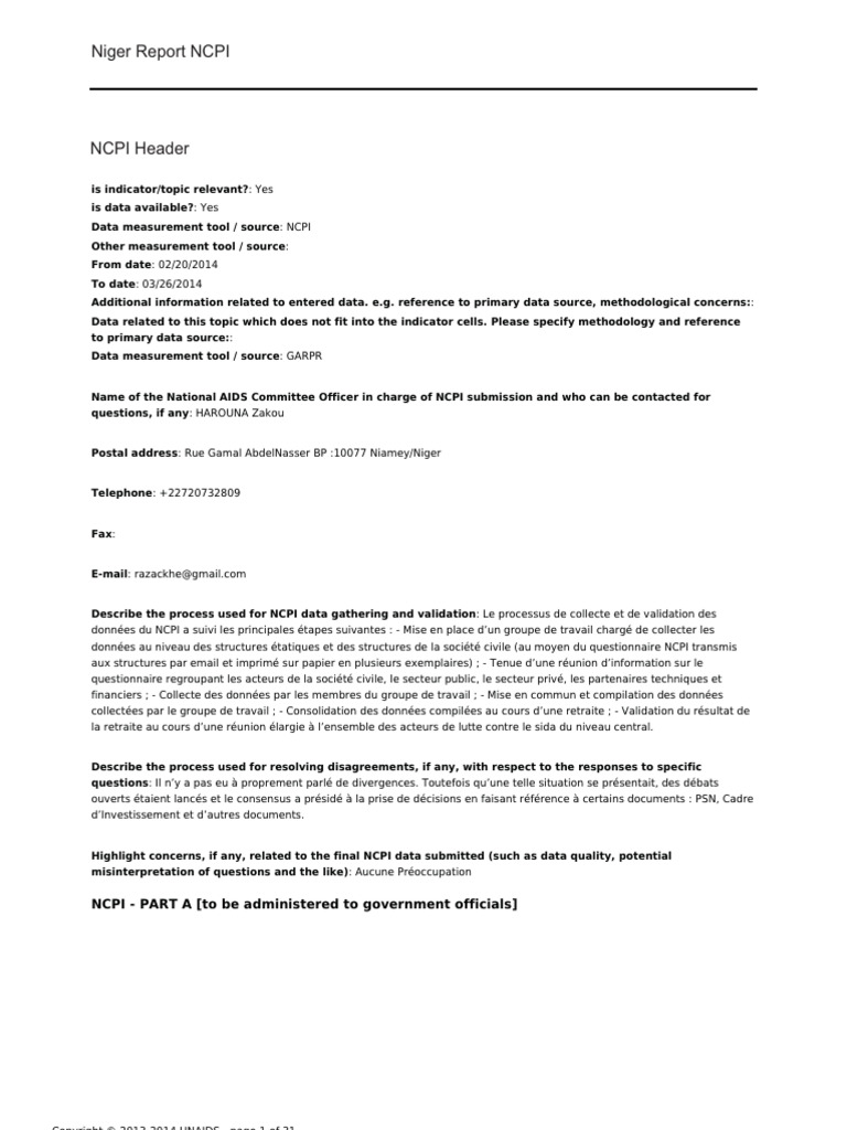 NCPI Report Overview | PDF