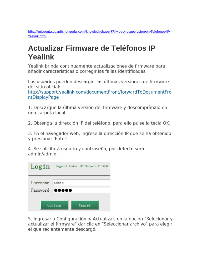 Actualizar Firmware de Teléfonos IP Yealink | PDF | Protocolos de internet | Archivo de computadora