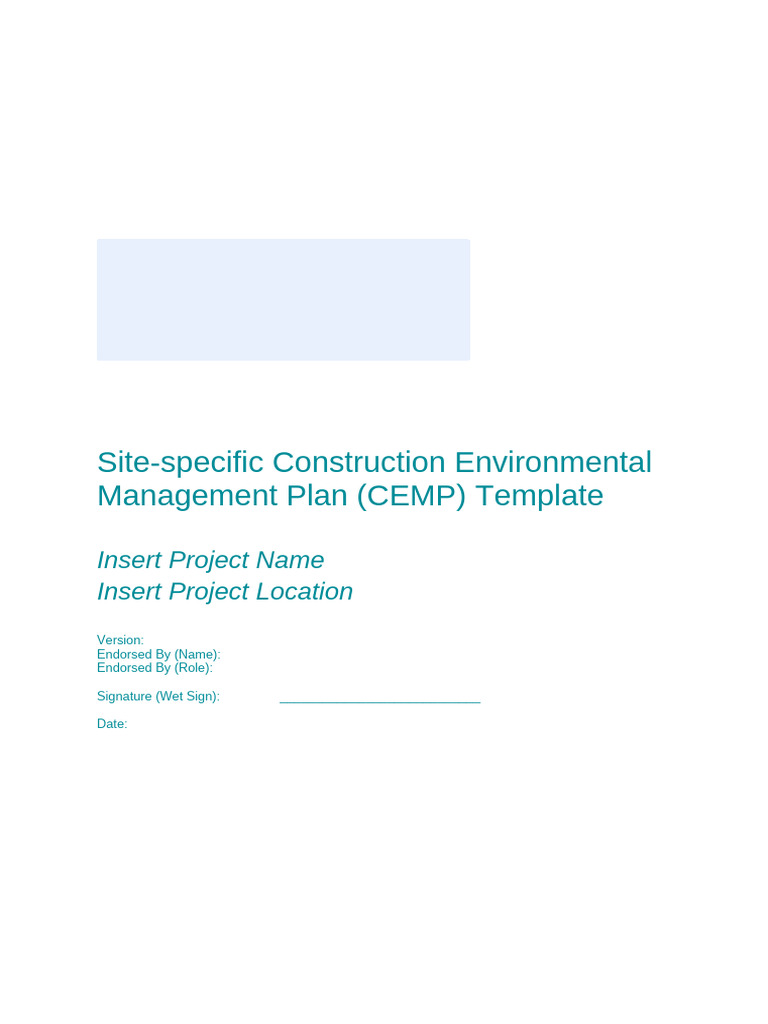 Construction Environmental Management Plan (CEMP) Template | PDF | Risk | Oil Spill