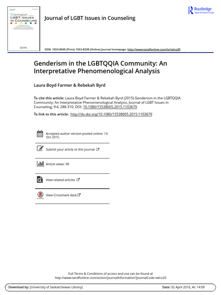 Genderism in The LGBTQQIA Community-An Interpretative Phenomenological ...