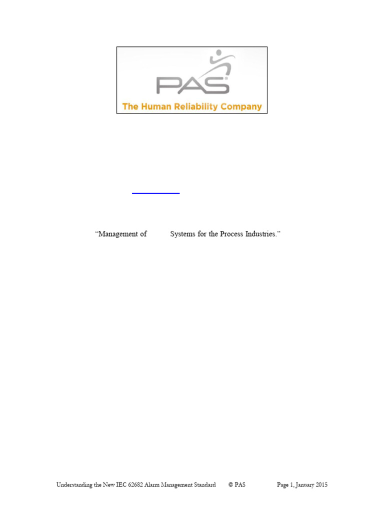 Understanding The New IEC 62682 Alarm Management Standard | PDF ...