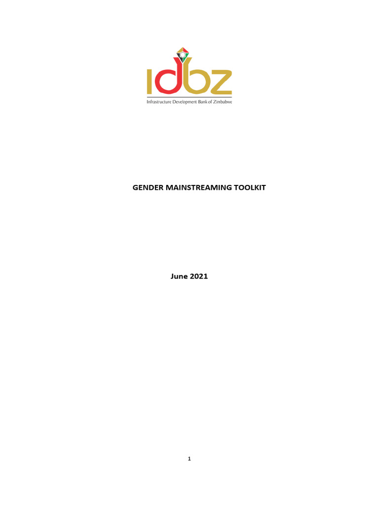 IDBZ Gender Mainstreaming Toolkit 2021 | PDF | Woman | Gender
