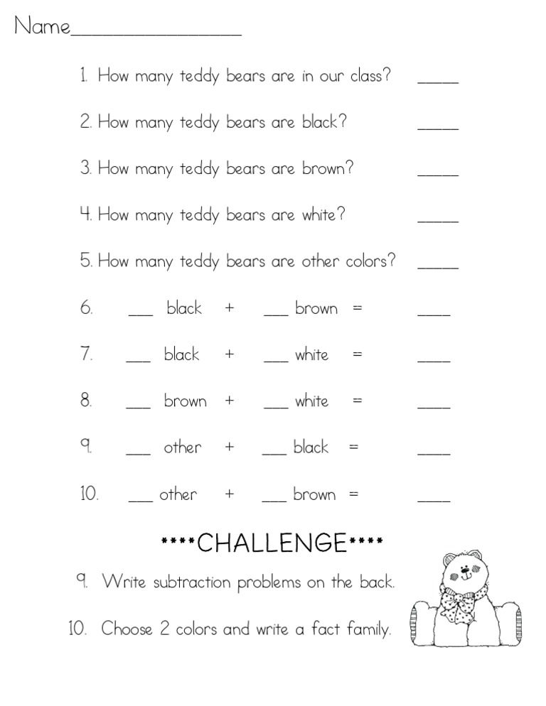 Teddy Bear Day Graphing Questions | PDF