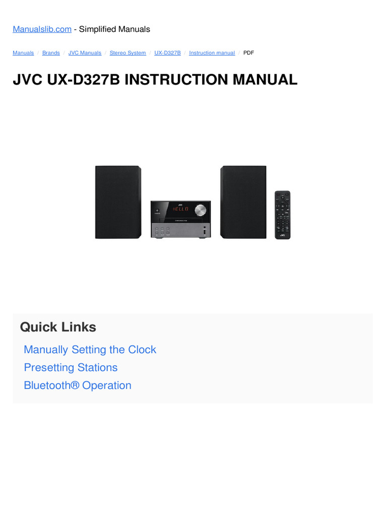 Ux d327b JVC Bluetooth Microdabradio | PDF | Mains Electricity | Ac ...