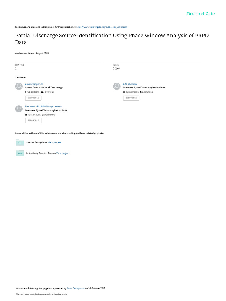 47 ISH2015 PDSource Identificationusing Phasewindowanalysisof PRPD | PDF | Electrical ...