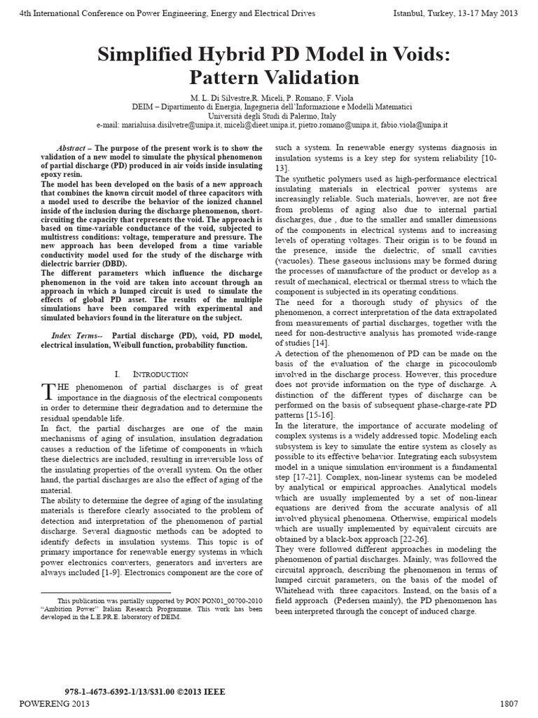Simplified Hybrid PD Model in Void Patte | PDF | Capacitor | Electrical ...