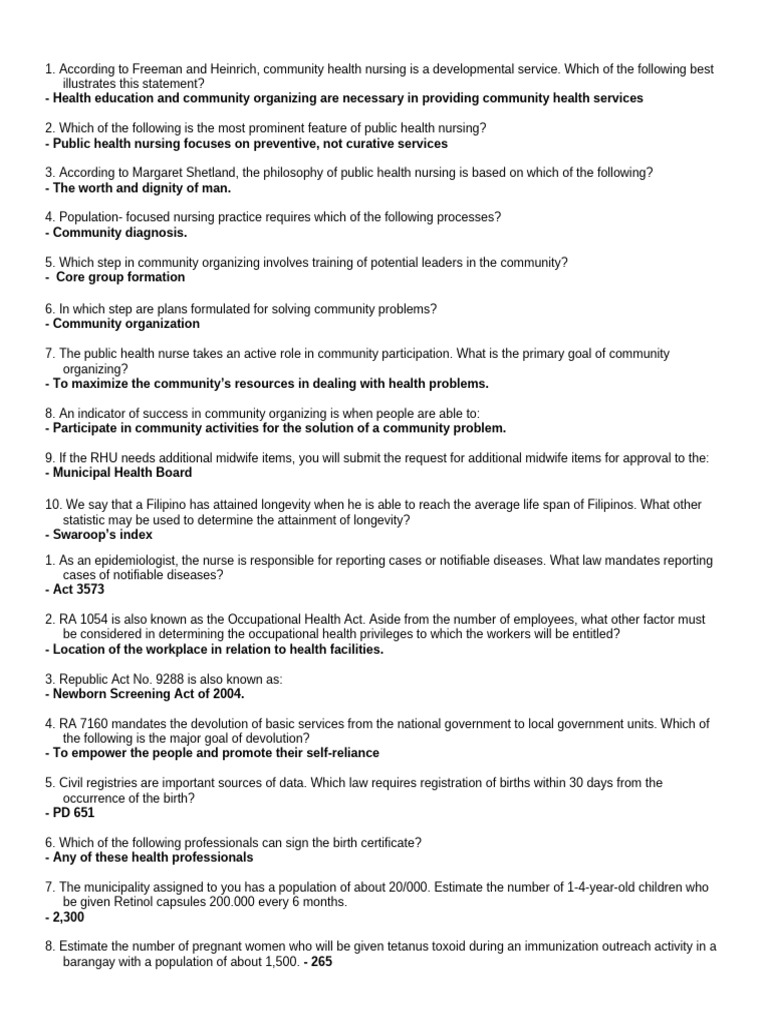 CHN REVIEWER | PDF | Nursing | Epidemiology