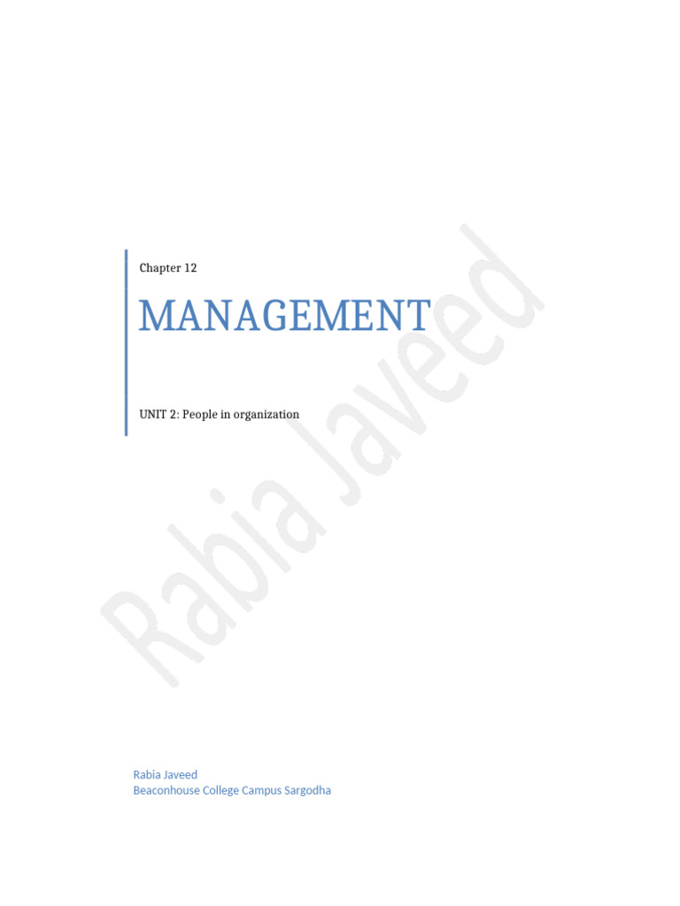 Chapter 12 Management Bussiness As Level | PDF | Leadership | Employment