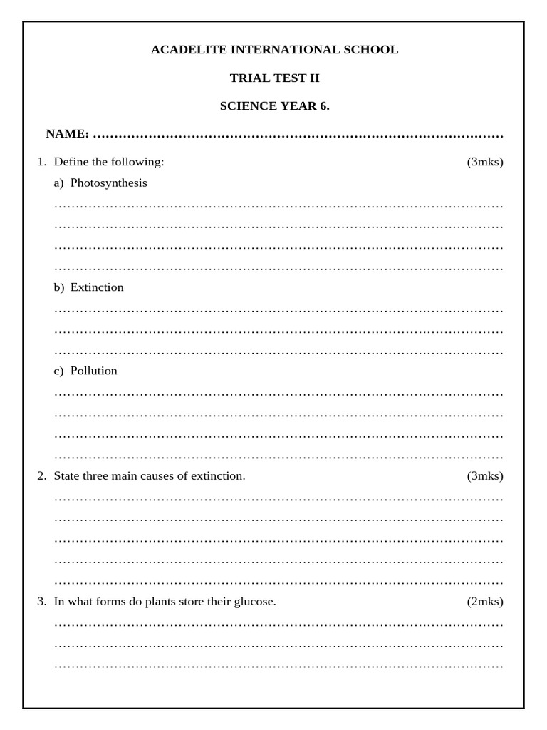 Science Year 6 Trial Test Ii Oct 2023 | PDF | Systems Ecology | Natural ...