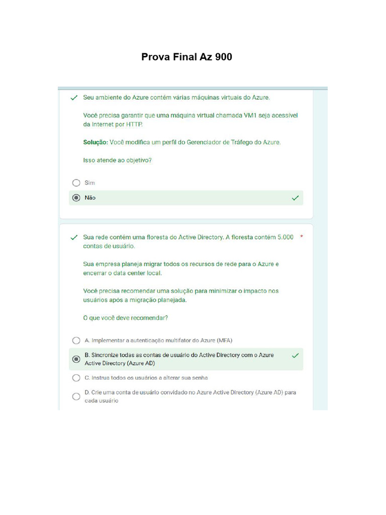 Prova Final Az 900 | PDF