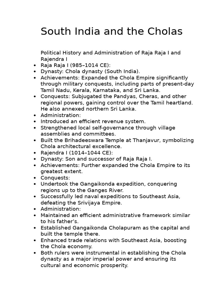 South India and The Cholas | PDF