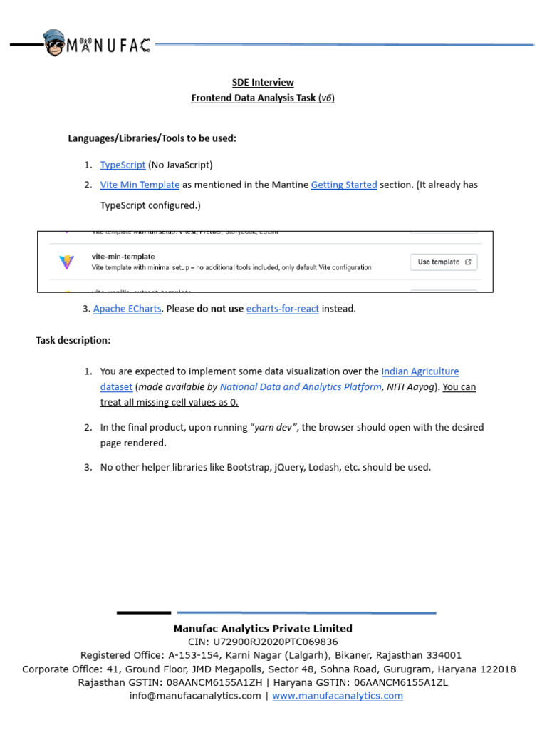 Manufac Analytics _ SDE (Frontend) Assignment _ v6 (1) | PDF | Computing | Software Engineering