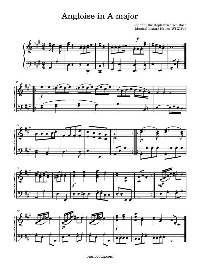 Angloise in a Major (1) | PDF | Johann Sebastian Bach | Bach Family