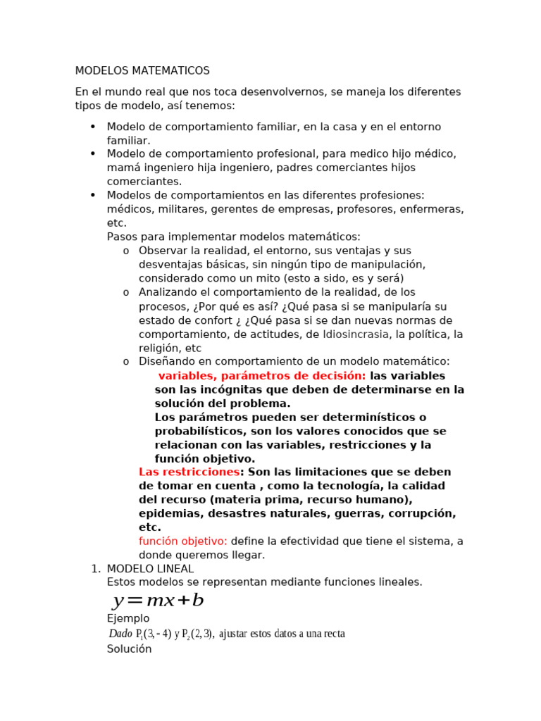 MODELOS MATEMATICOS | PDF | Modelo matemático | Ingeniero