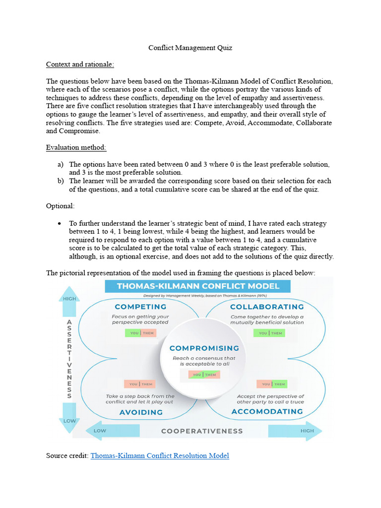 Conflict Management Quiz_Submission by Ankita Manna | PDF | Conflict ...