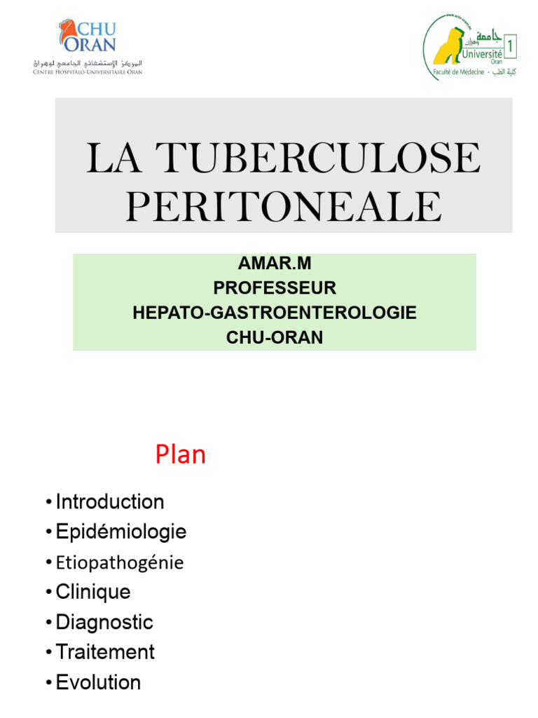Tuberculose Péritonéale : Diagnostic et Traitement | PDF | Tuberculose ...