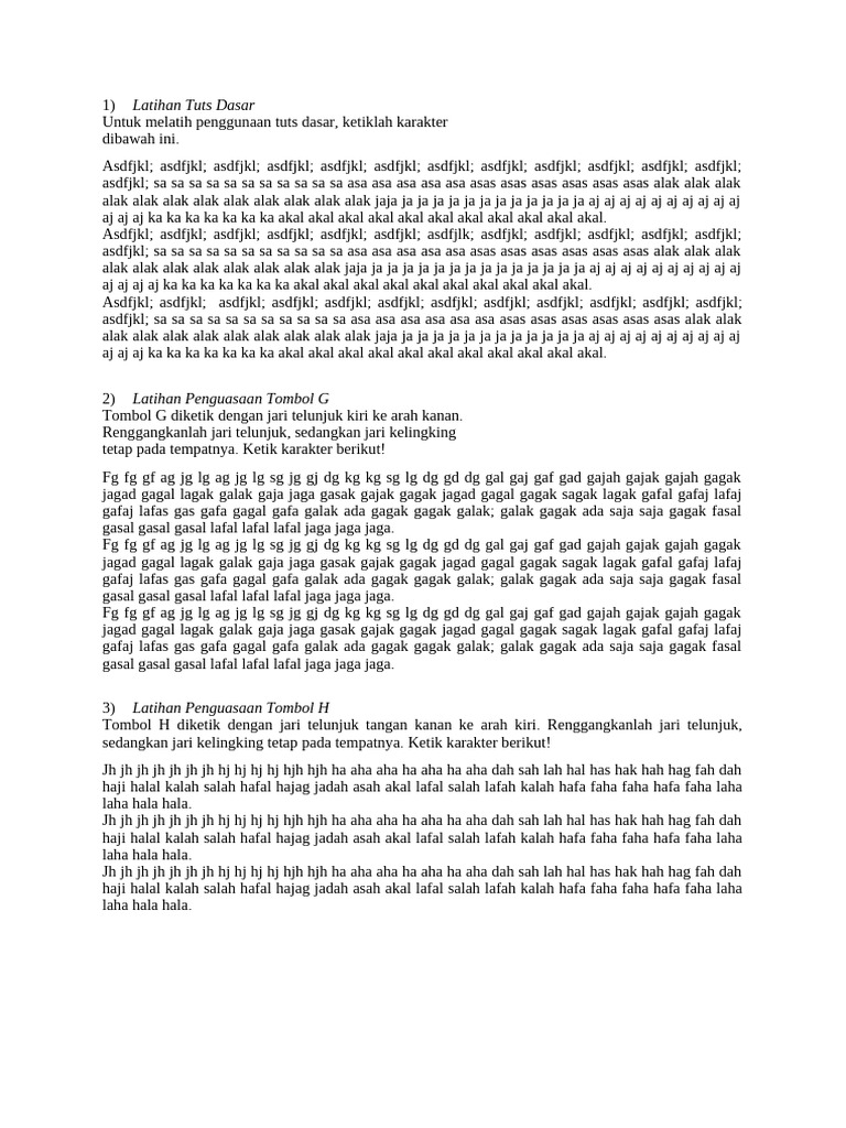 Latihan Pengetikan 10 Jari | PDF