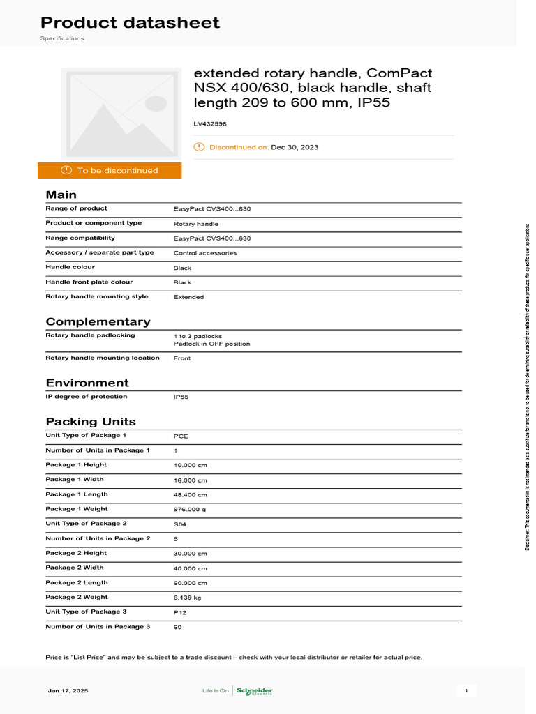 Schneider Electric Compact NSX For Direct Current LV432598 | PDF