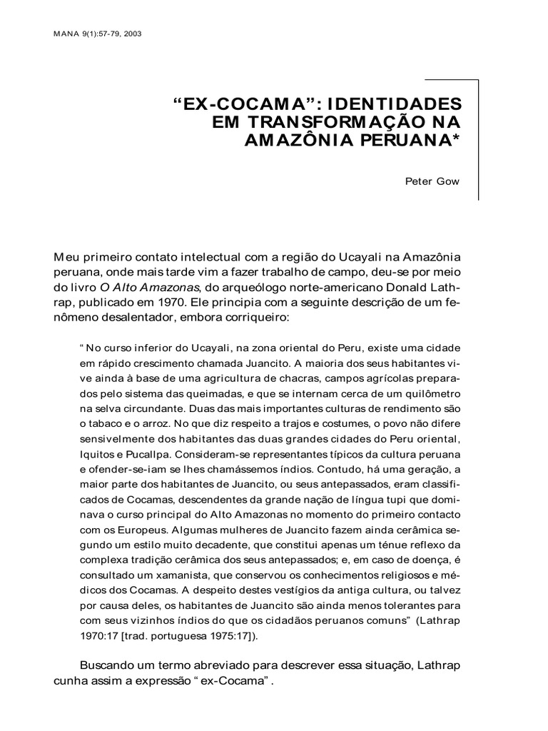 Identidades Ex-Cocama na Amazônia Peruana | PDF | Antropologia | Sobrenome