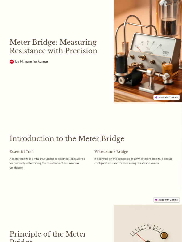 Meter Bridge Measuring Resistance With Precision | PDF | Resistor | Metre