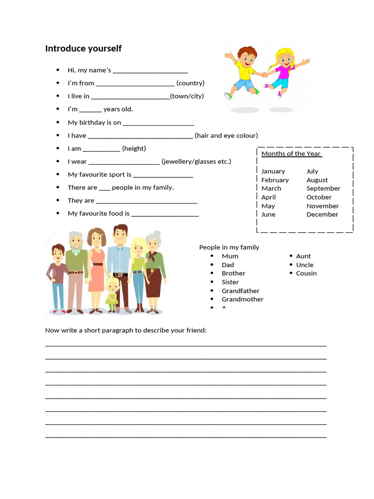 Introduce Yourself Worksheet | PDF