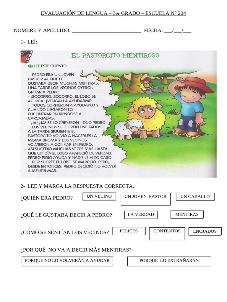 Eval de Lengua Yoel 1 Bim | PDF