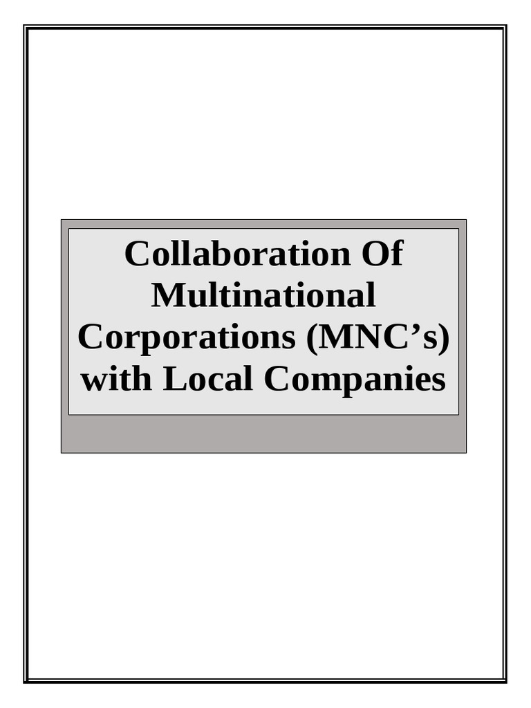 MNC and Local Companies Collaborations | PDF | Multinational ...