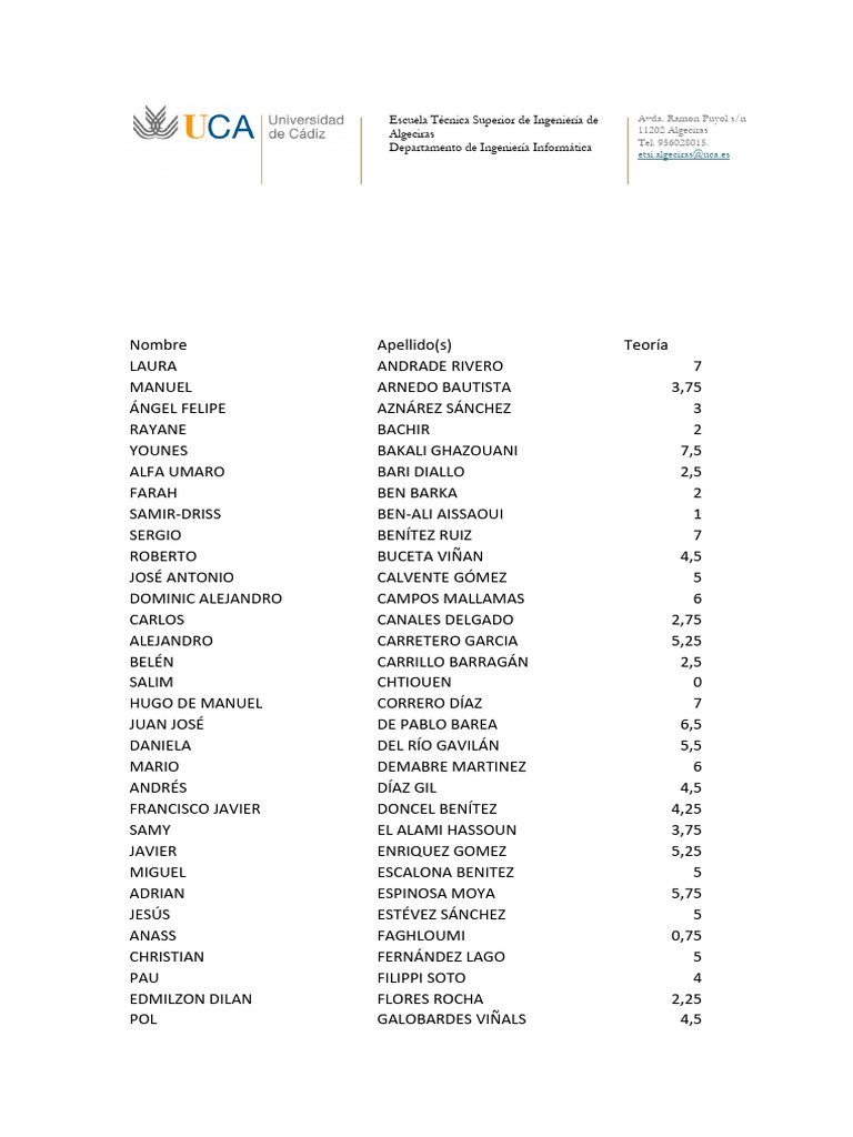 calificaciones Teoria 2024-2 | PDF