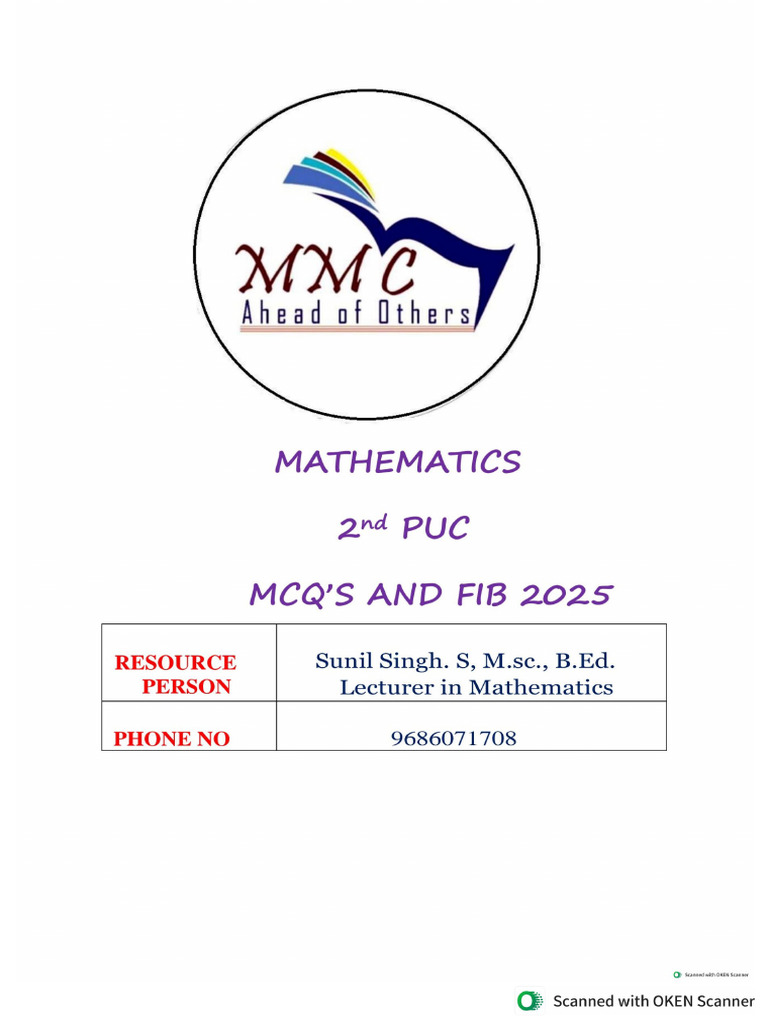 MMC (MCQ'S, FIB & MQP) - Watermark 2nd Puc | PDF