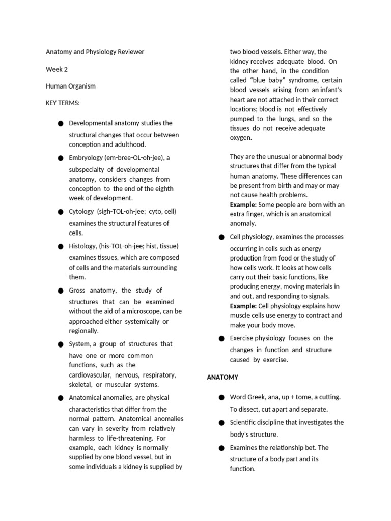 Anatomy and Physiology Reviewer | PDF | Connective Tissue | Bone