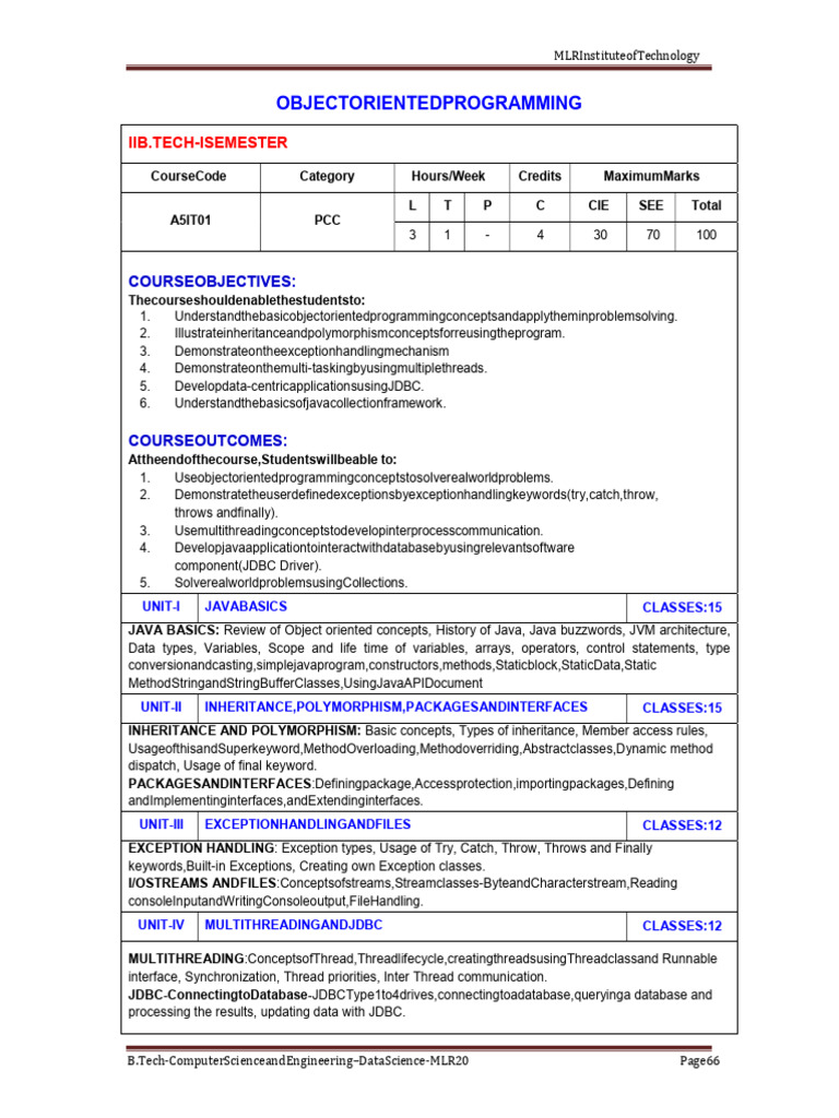 Objectorientedprogramming Pdf Class Computer Programming Java Programming Language