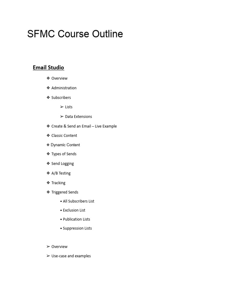 SFMC Course Outline | PDF | Java Script | Information Technology Management