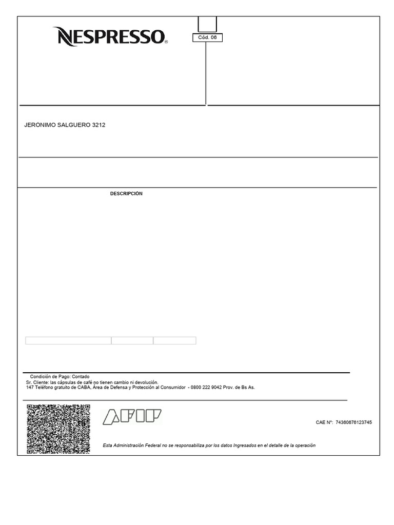 Nestle Argentina SA: FACTURA 0556-00164466 | PDF