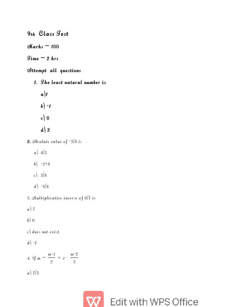 9th Class Test | PDF | Part Of Speech | Adverb