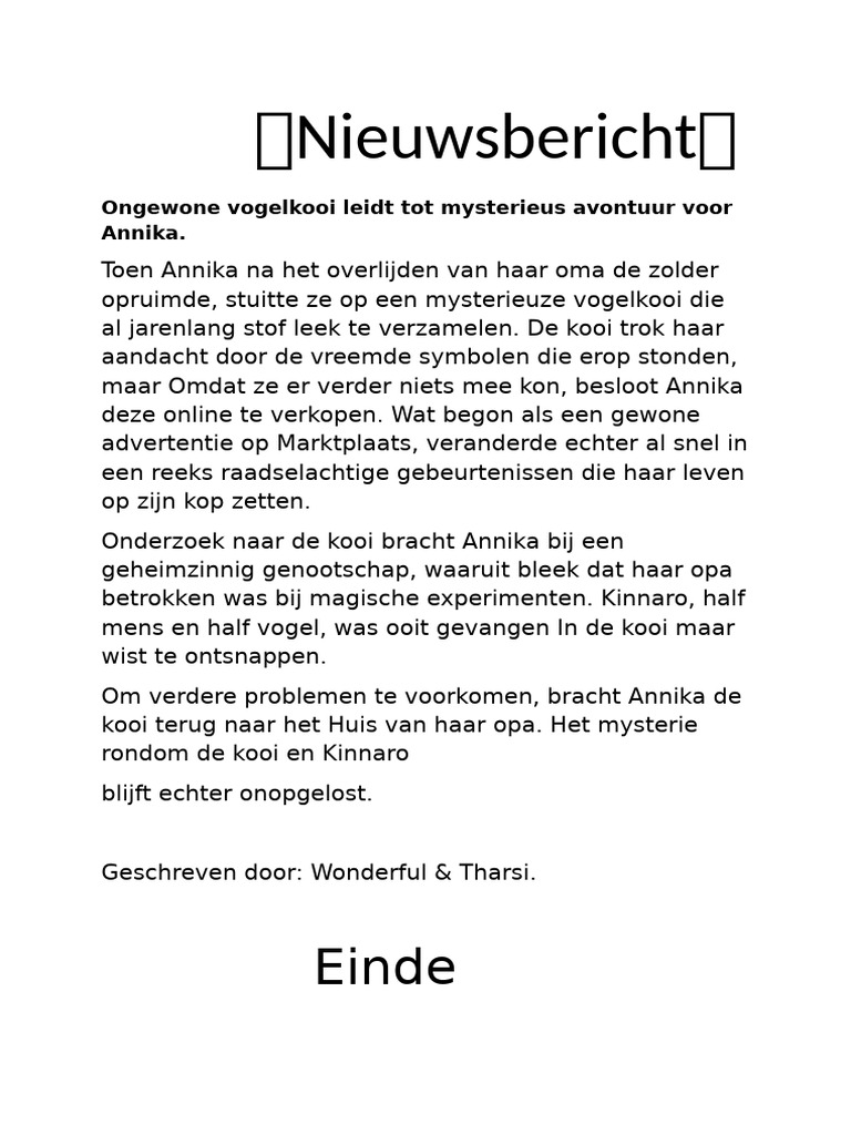 Nieuwsbericht: Einde | PDF