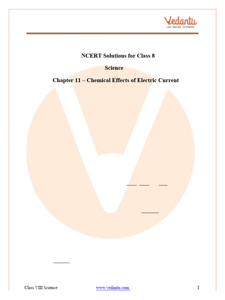 Ncert Solutions For Class 8 Science Chapter 11 Chemical Effects Of
