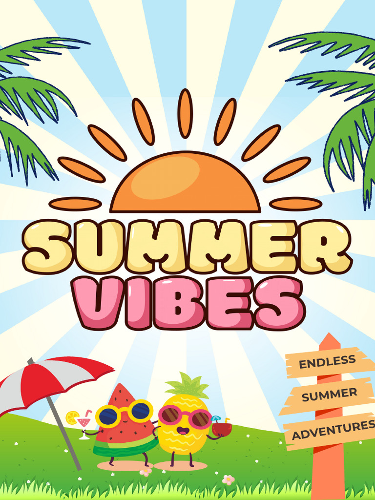 Colorful Illustrative Summer Cover Page A4 Document | PDF