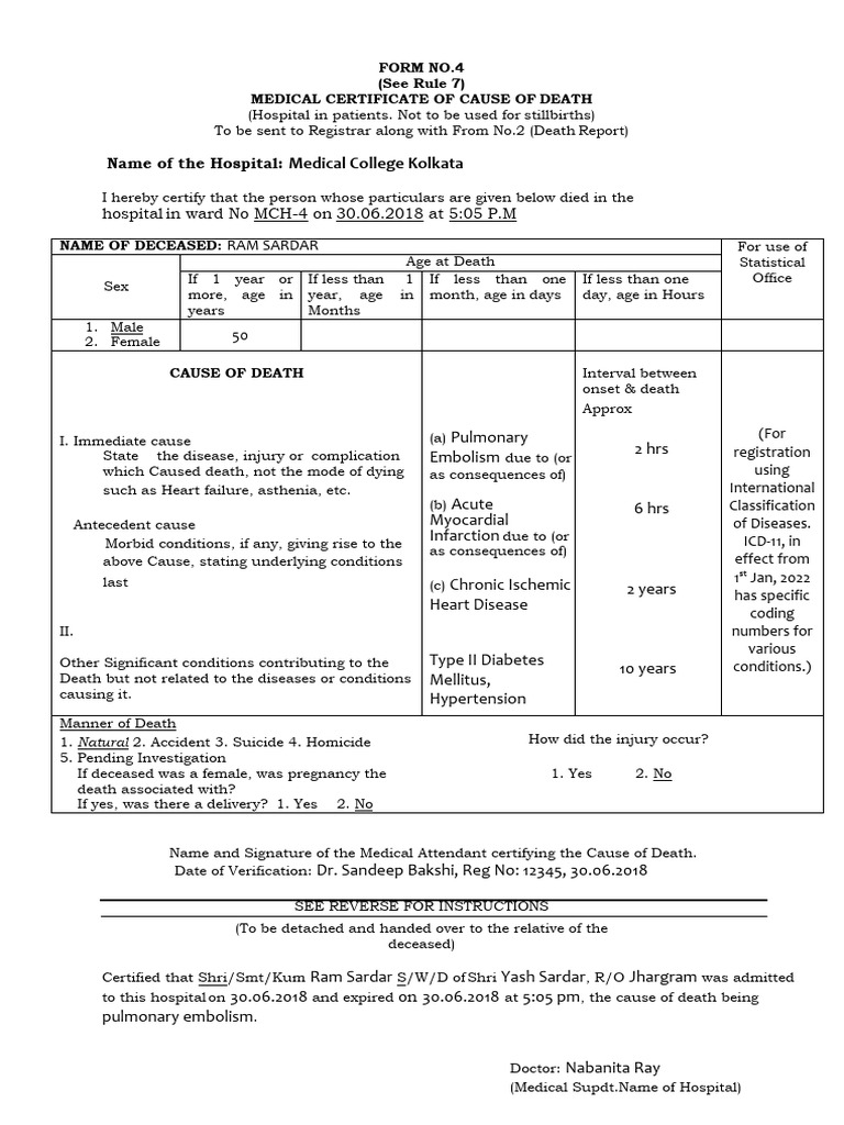 Medical Certificates of Cause of Death | PDF | Death | Myocardial ...