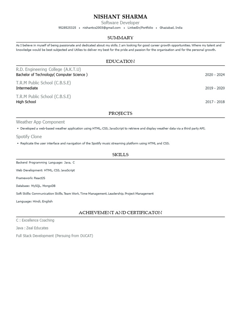 Nishant Sharma Resume | PDF