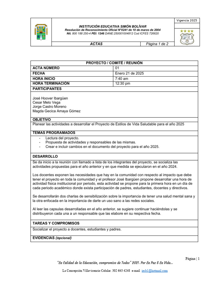 Formato Actas 2024 | PDF