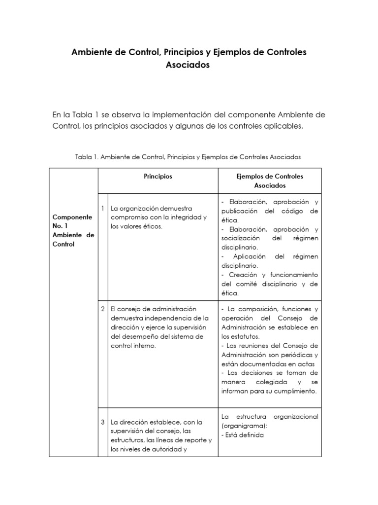 Ambiente de Control | PDF | Gestión de recursos humanos | Business