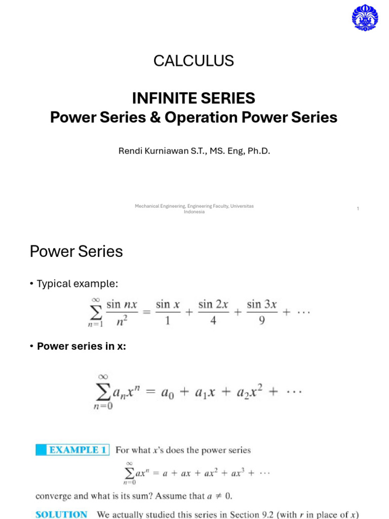 Lecture-5-Power Series, Power Series Operation (CHPT 9) | PDF
