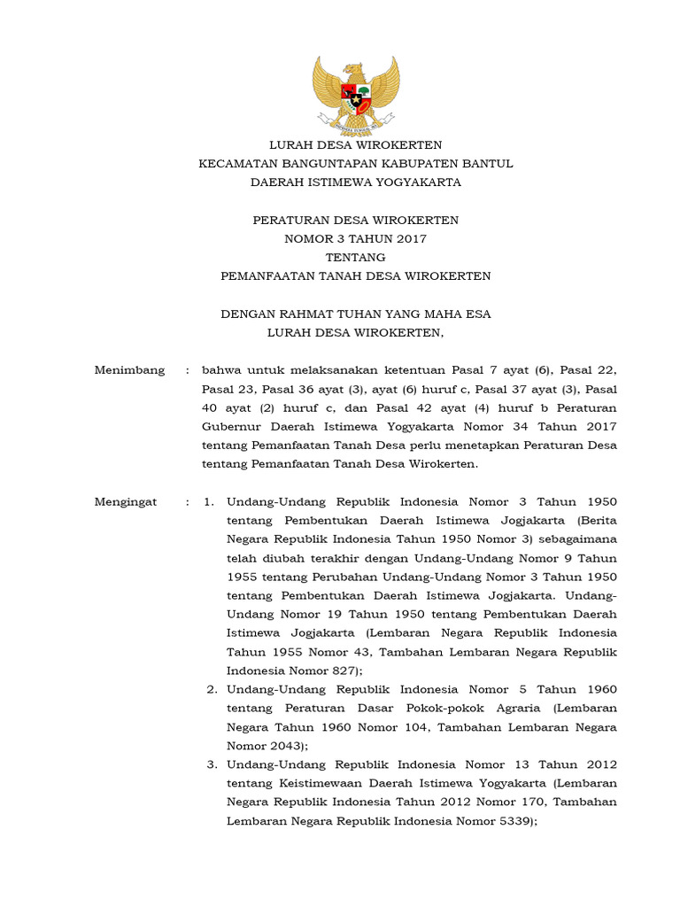 Perdes Pemanfaatan Tanah Desa | PDF