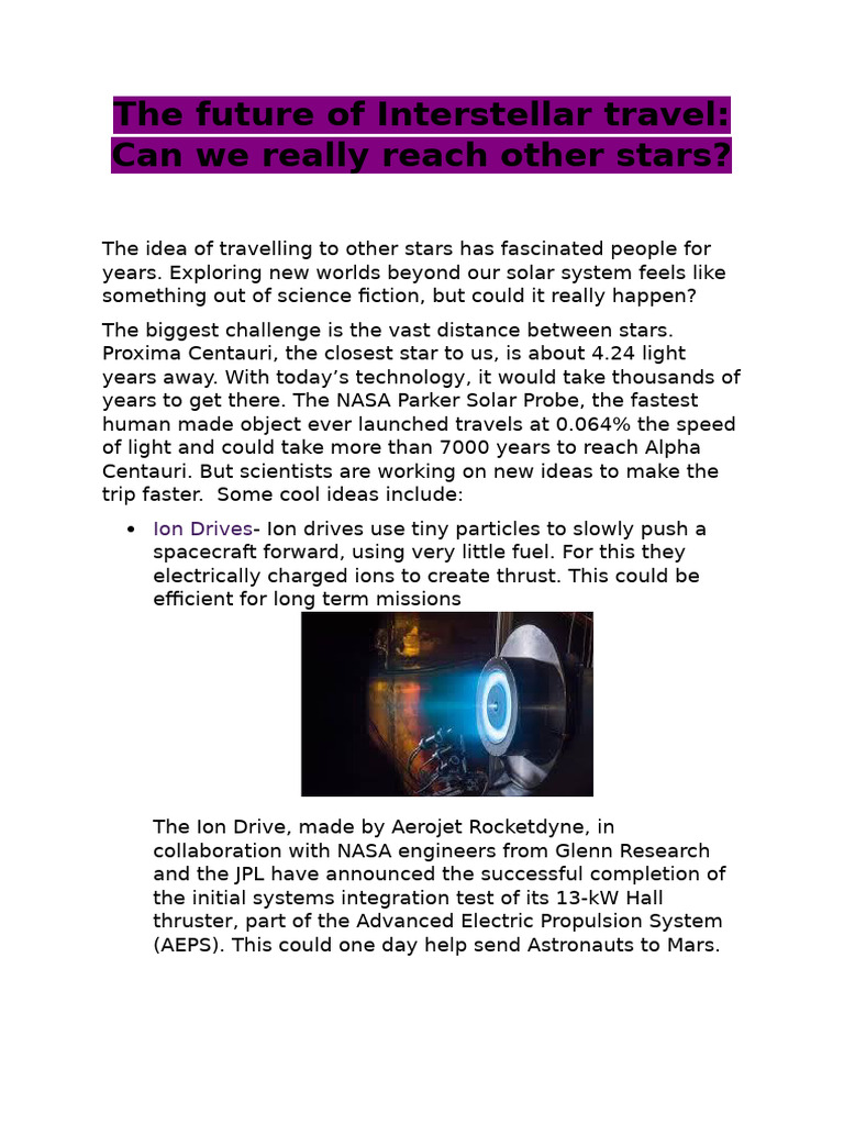 The Future of Interstellar Travel | PDF | Interstellar Travel | Flight