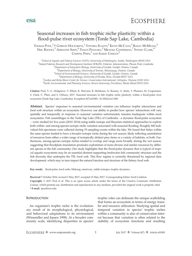 Ecosphere - 2017 - Pool - Seasonal Increases in Fish Trophic Niche ...
